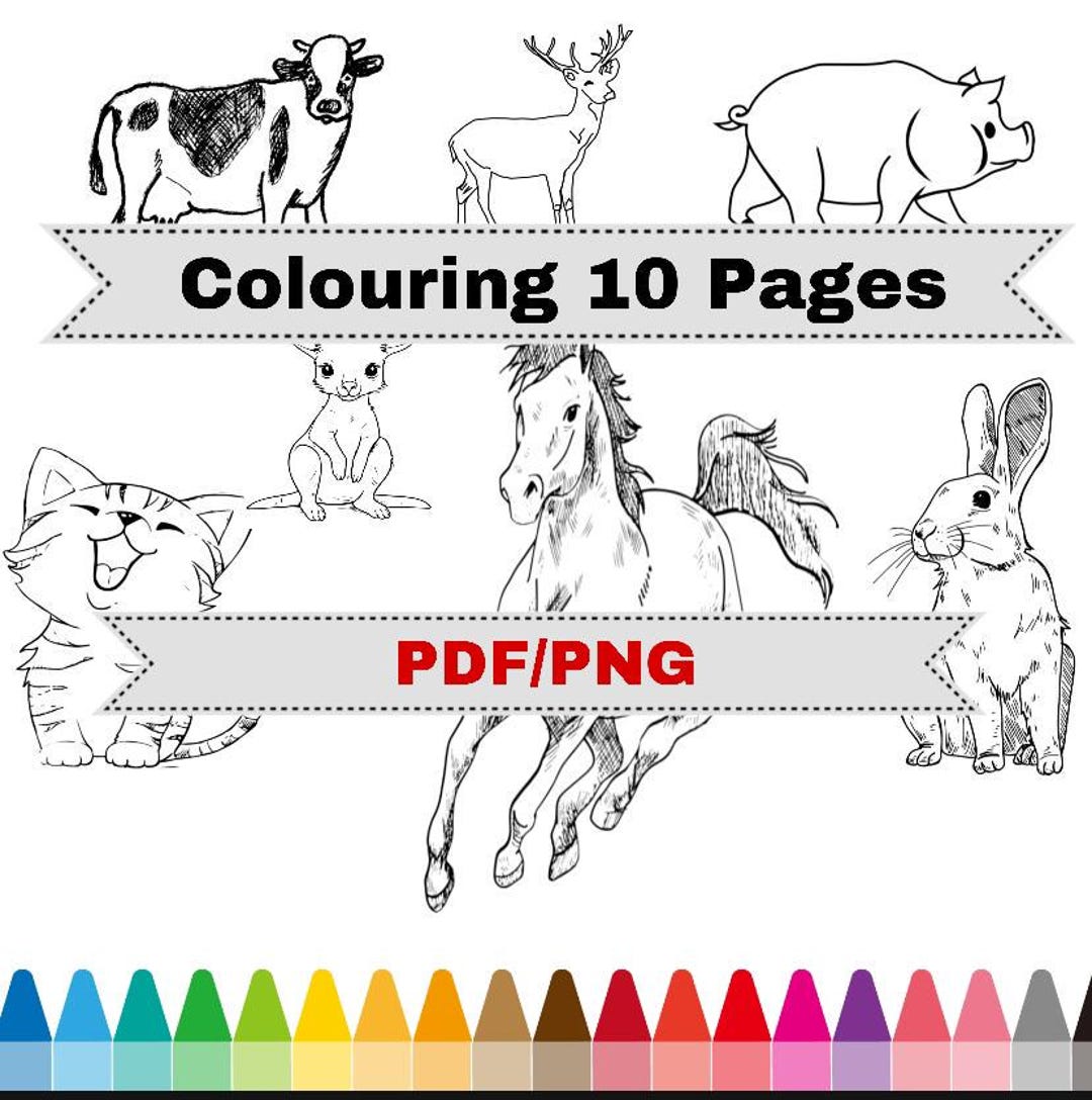 Animal Coloring Pages for Kids - 10 Fun Printable Sheets | Digital ...