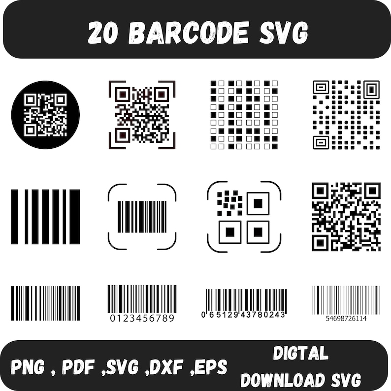 Barcode Svg Bundle | Barcode Cut Files | Svg for Cricut Files | Barcode Png | Bar Code Svg ...