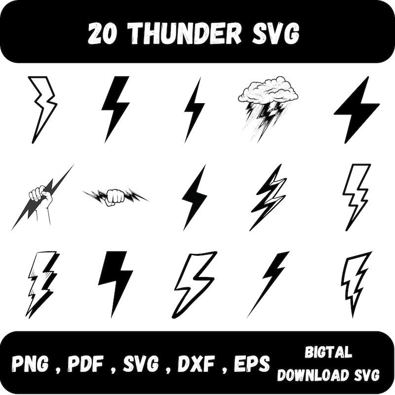 Lightning Svg - Etsy