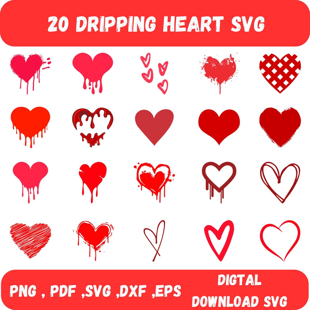 Dripping Heart SVG Cut Files – Doodle Heart Designs (instant Download ...