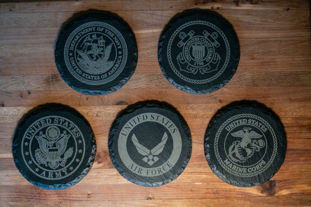 Military Slate Coaster Gift Army Navy Air Force Marines Coast Guard Space Force Coaster ...