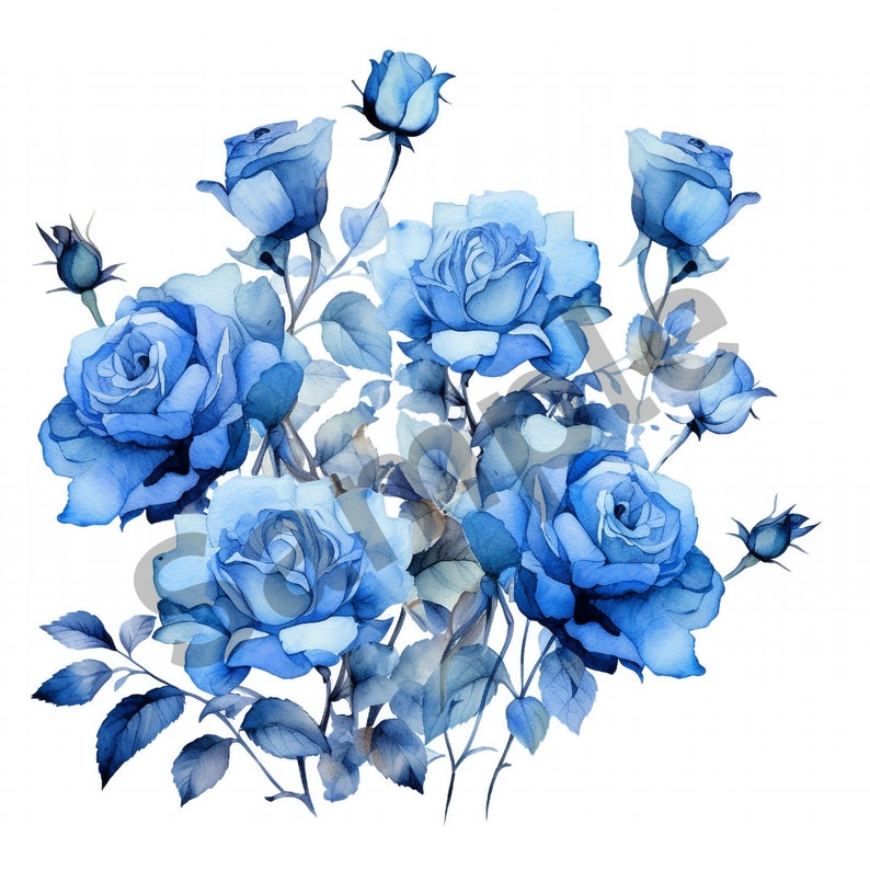 Watercolour Floral Blue Roses Clipart Blue Roses Floral Bouquets ...