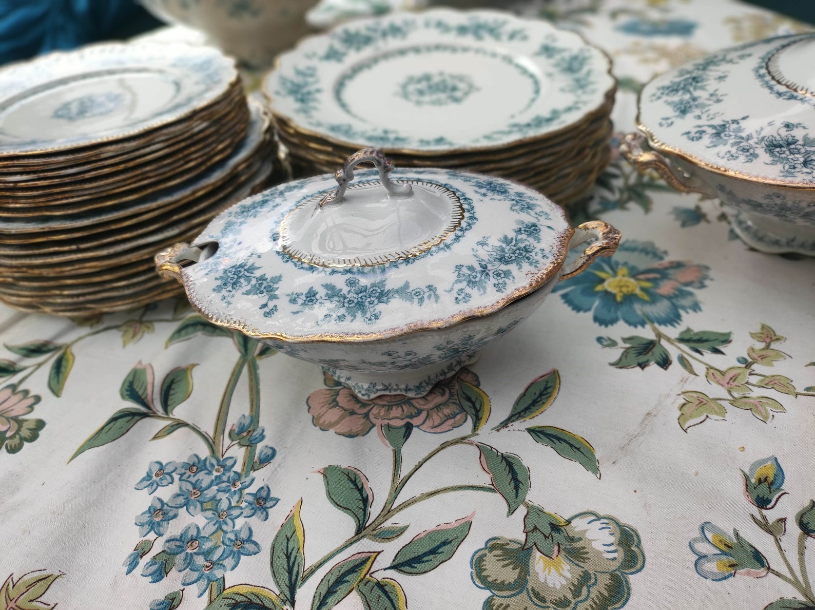 Antique Set of Dishes From the 1800s Decorated With Gold. 34 Items - Etsy