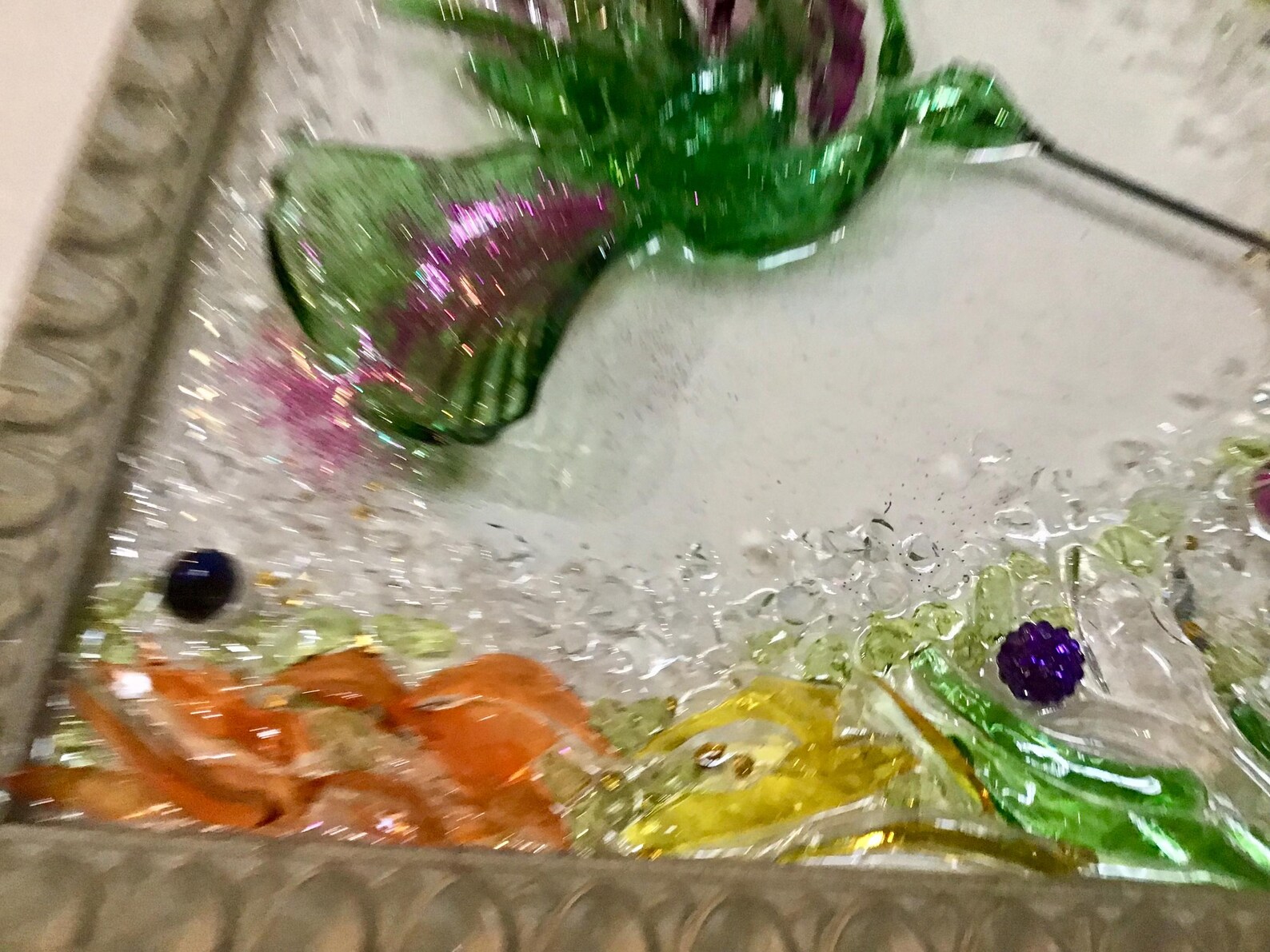 Hummingbird on Glass W/frame - Etsy