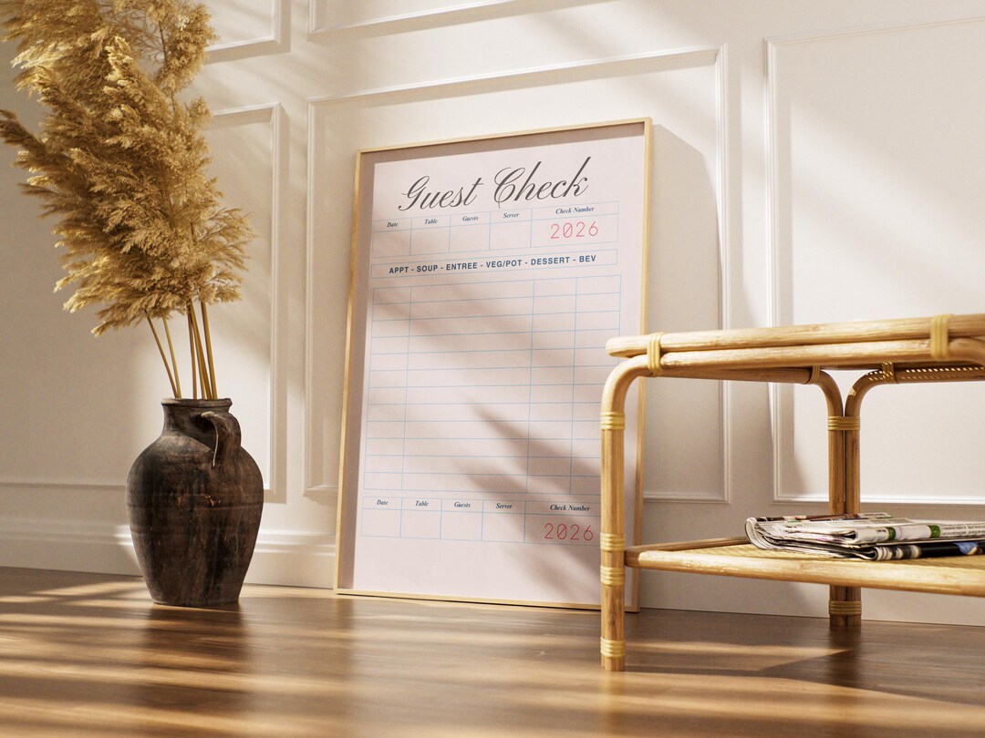 Blank GUEST CHECK Typography Vintage Digital Art Print (digital ...
