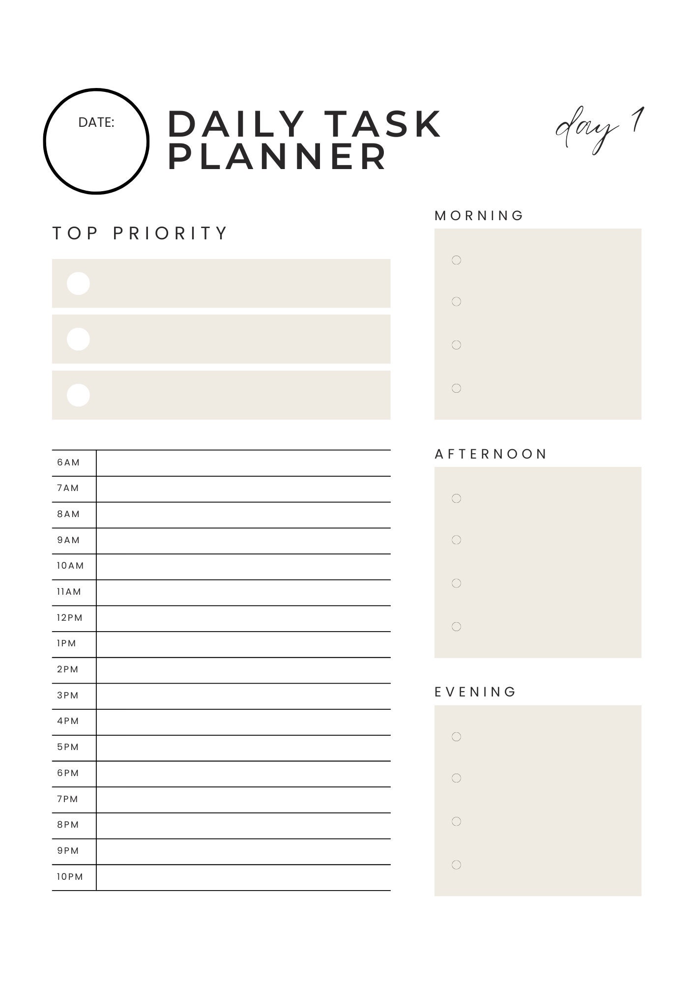 Printable Daily Planner, Printable Planner Download, Printable Daily ...