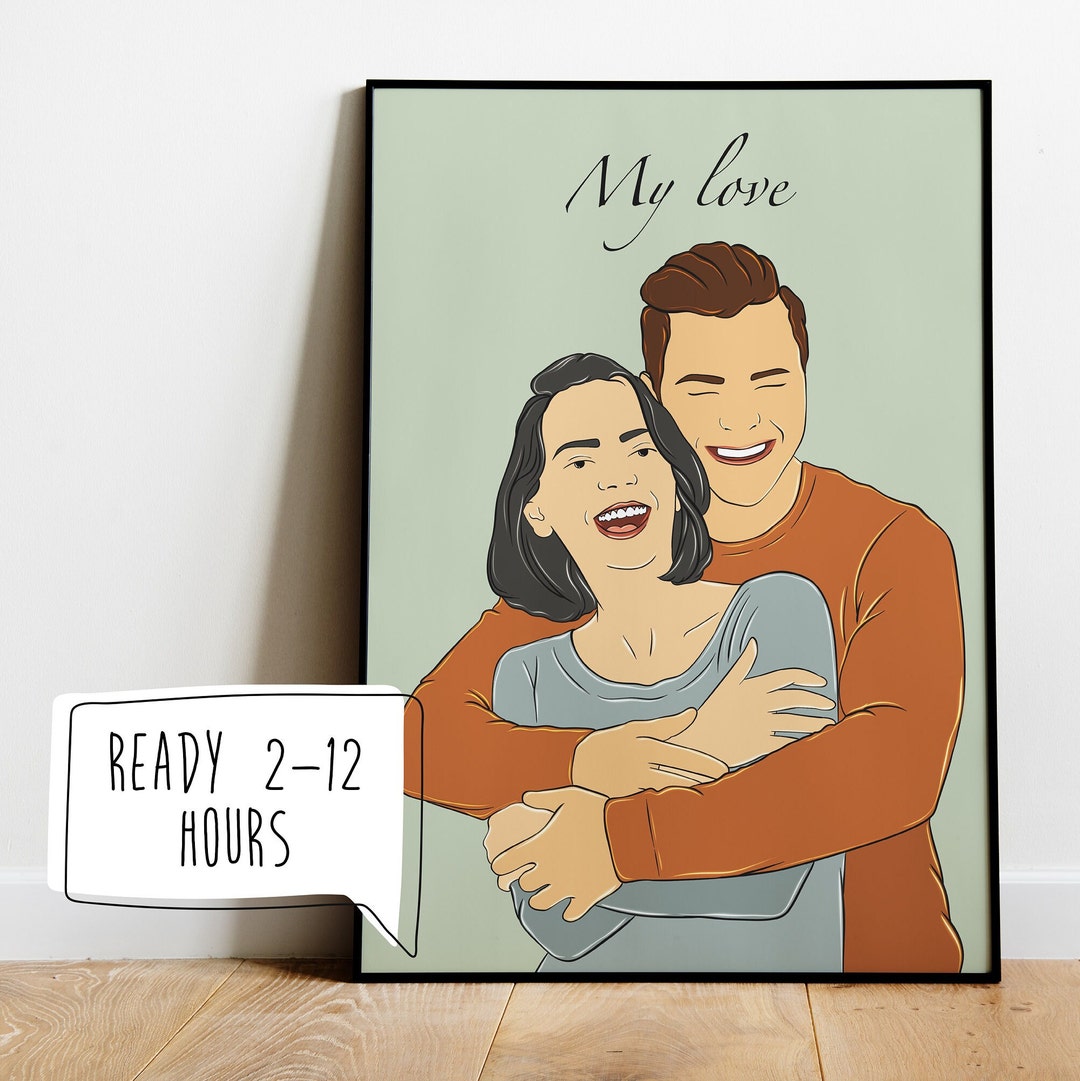 Custom Faceless Portraits for Lesbian Couples Detailed Line - Etsy