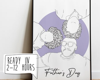 Custom Line Drawing, Custom Fathers Day Gift, Gift for Dad, Digital Art ...