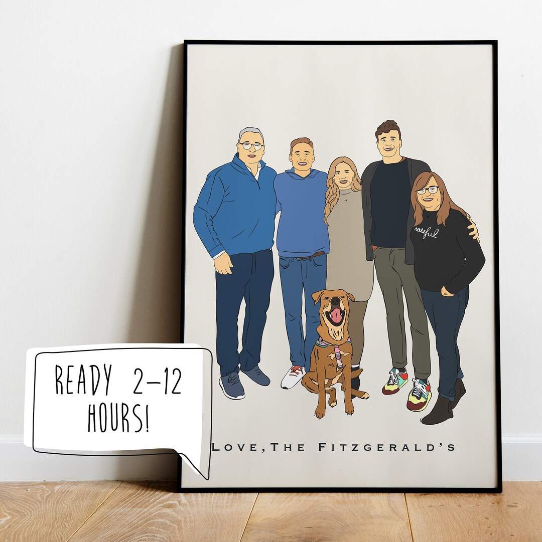 Printable Family Faceless Portrait, Couple Engagement Portrait Gift ...