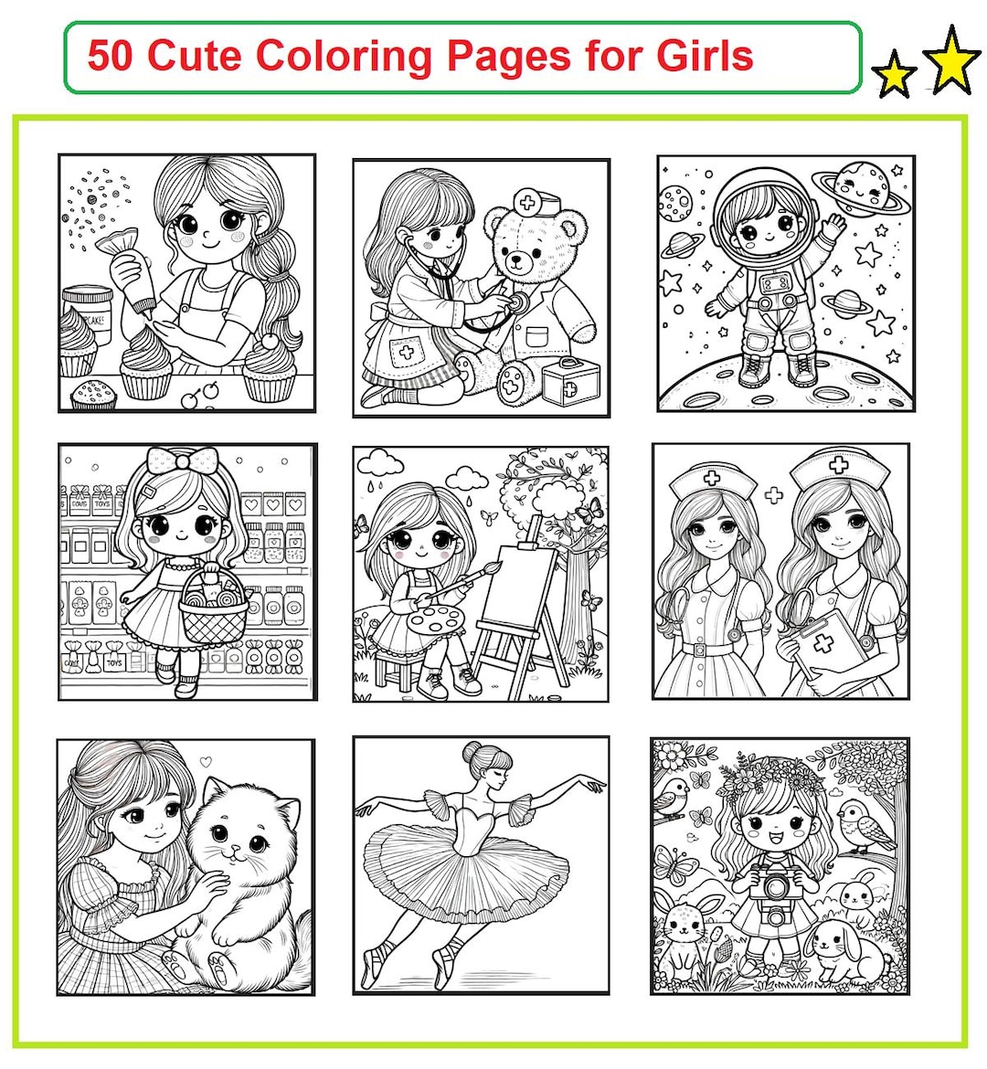 50 Cute Coloring Pages for Girls – Princess, Animals, Fashion & Fun ...