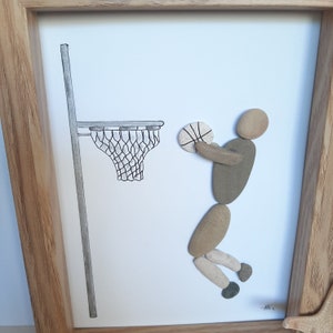 Pebble Art Basketball Player, Sea Glass Art, Gorgeous Gift for Best ...