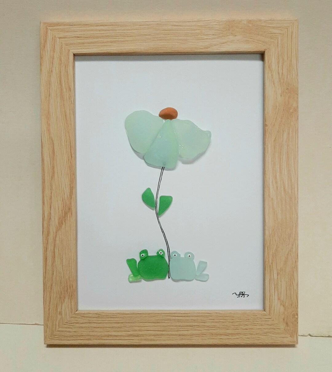Sea Glass Art, Sea Glass Frog, Frogs, Pebble Art , Couple Gift, Best ...
