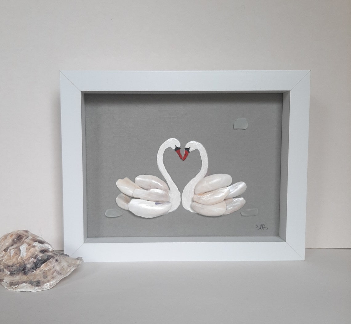 Sea Shell Art Swan, Couple Gift, Love, Swans, Family Gift, Best Friend ...