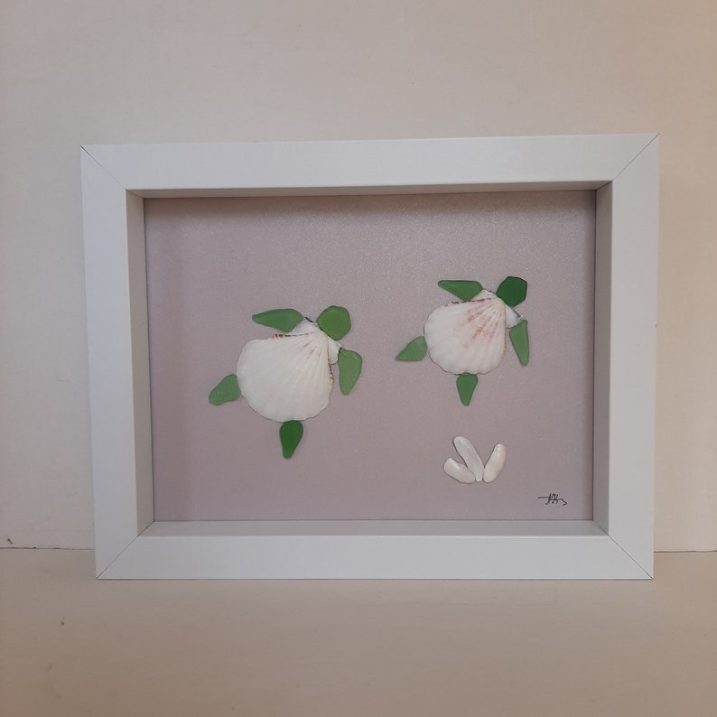 Sea Glass Art Sea Shell Turtle Turtles Pebble Art Couple - Etsy