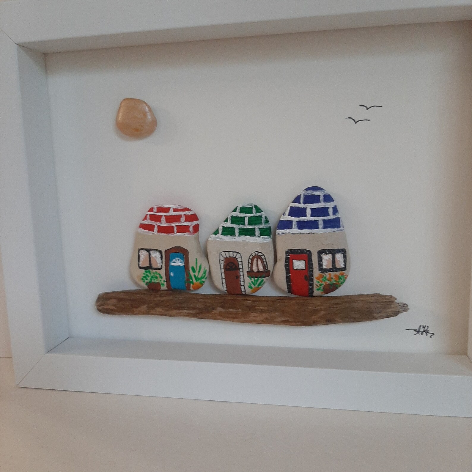 Pebble Art Beach Houses, Colorful House, Painted Stones, Gorgeous Gift ...