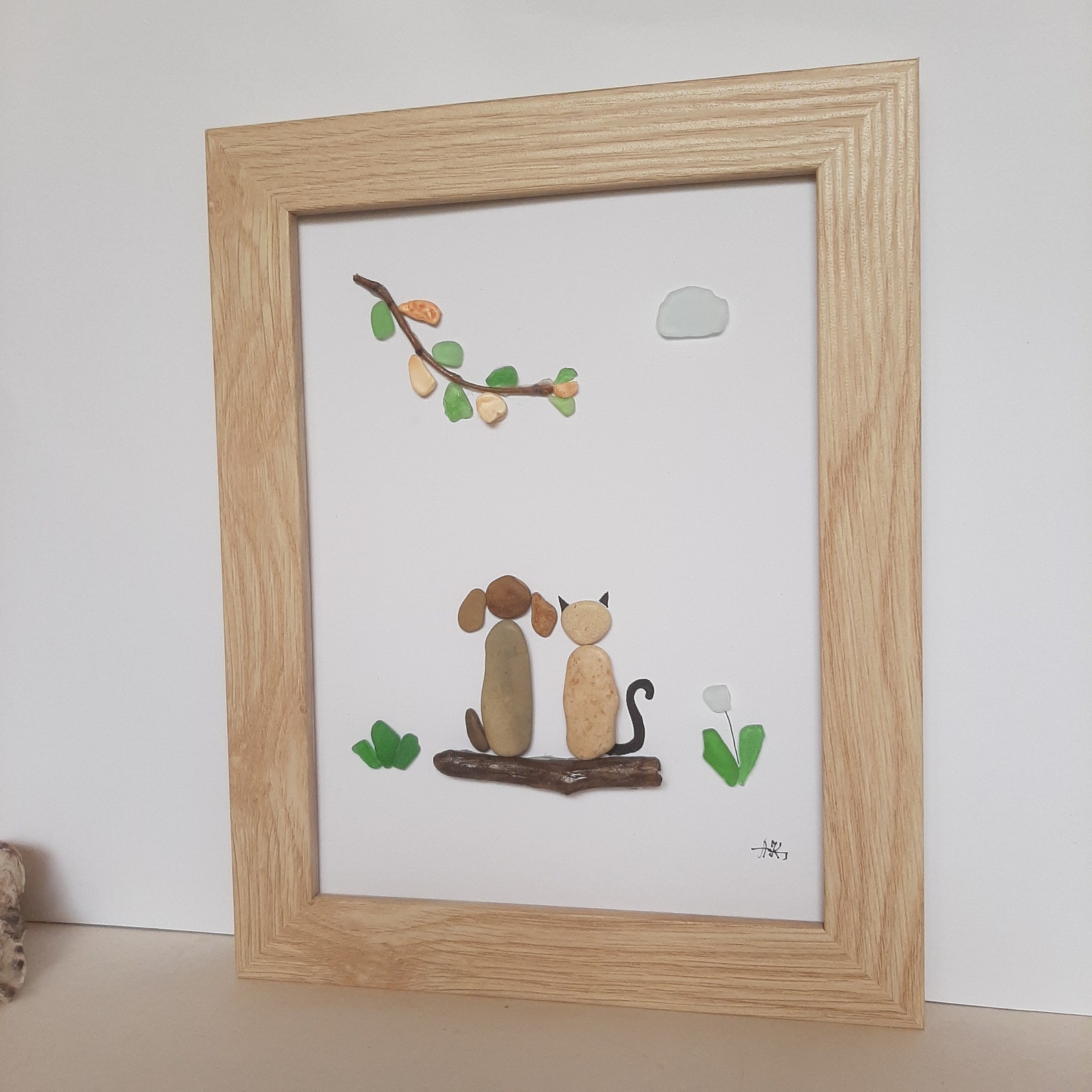 Cat and Dog, Pebble Cat, Best Friends, Cat, Dog, Anniversary Gift, Rock ...