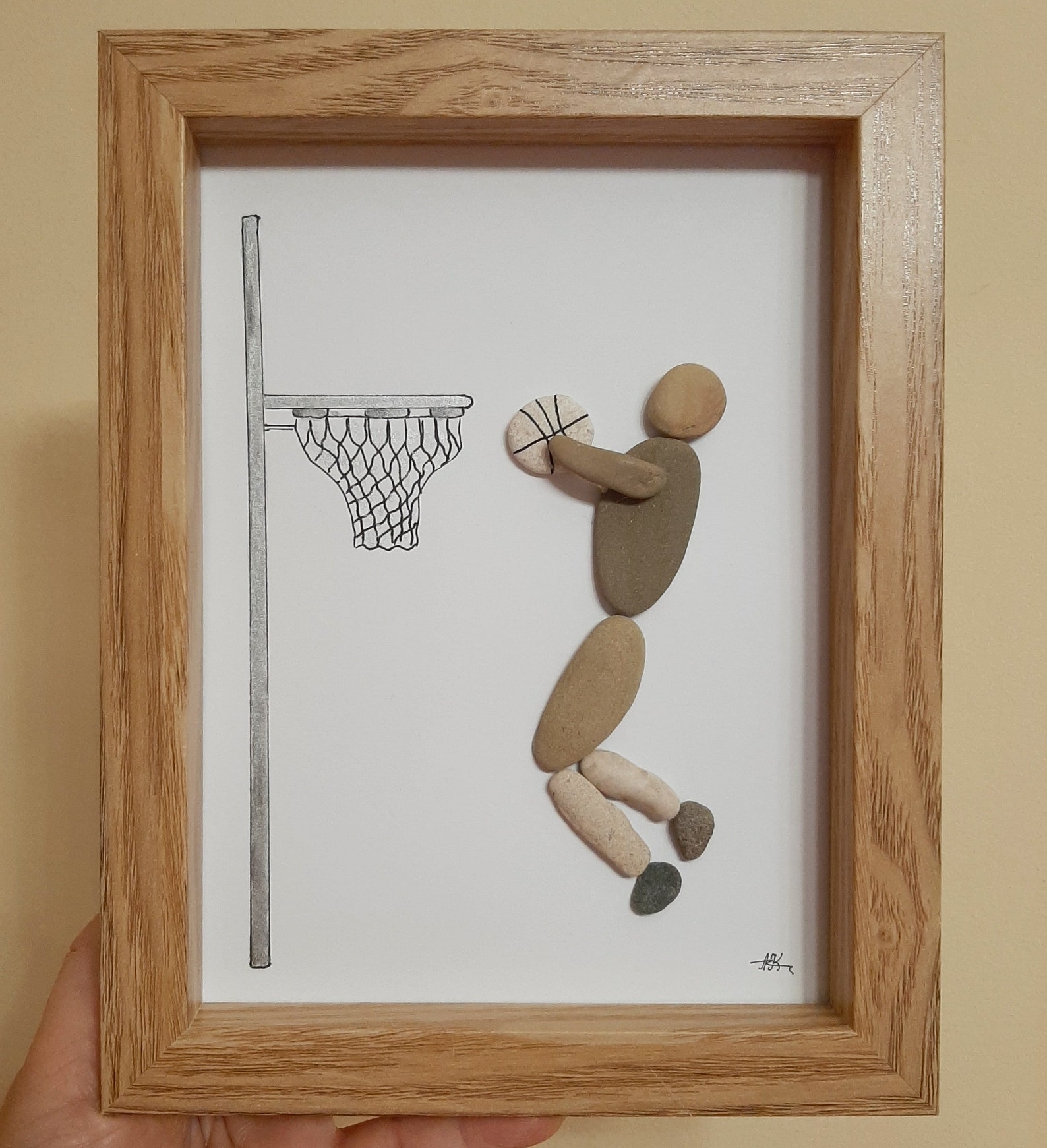 Pebble Art Basketball Player, Sea Glass Art, Gorgeous Gift for Best ...