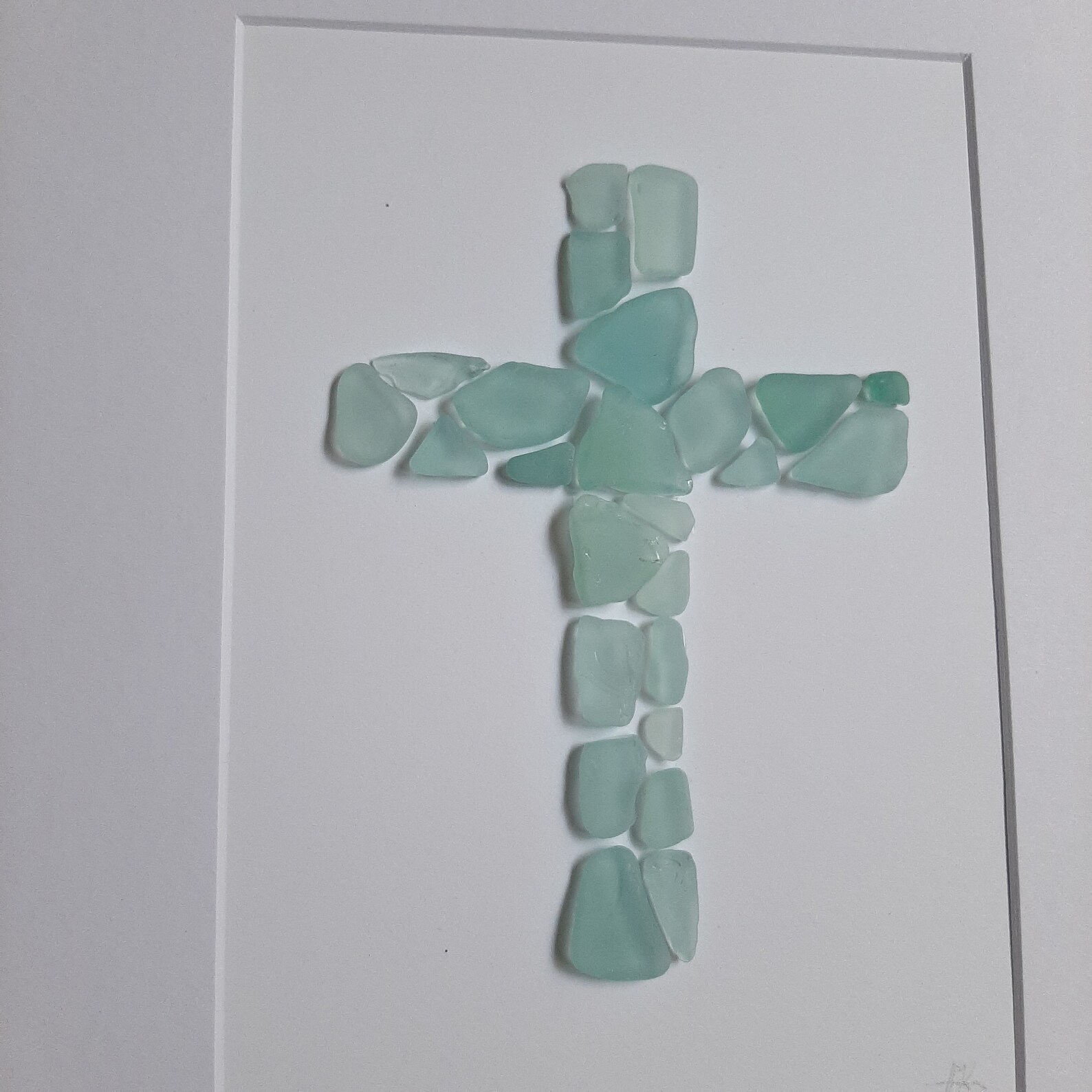 Sea Glass Cross, Pebble Art Cross, Sea Glass Flowers, Pebble Art ...