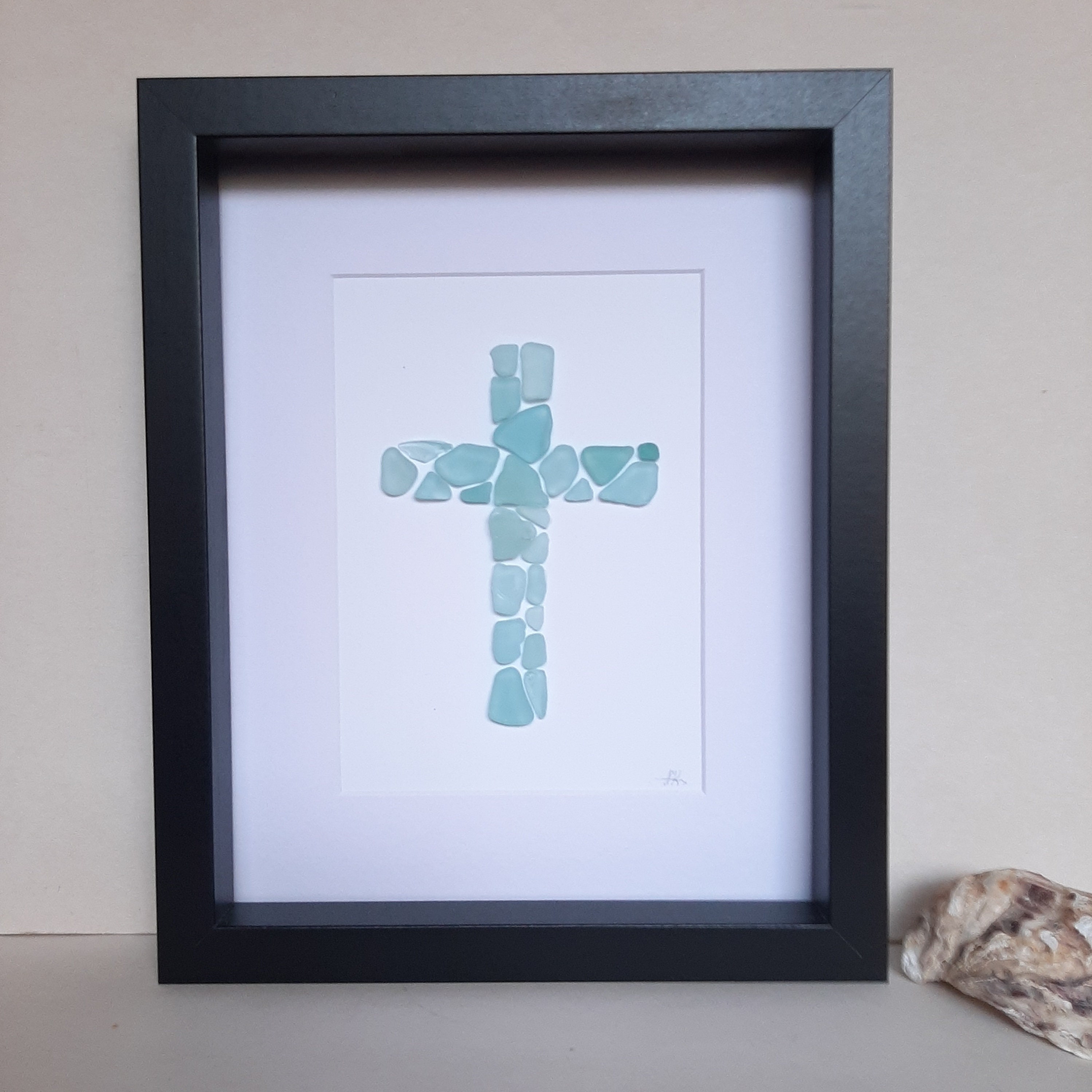 Sea Glass Cross, Pebble Art Cross, Sea Glass Flowers, Pebble Art ...