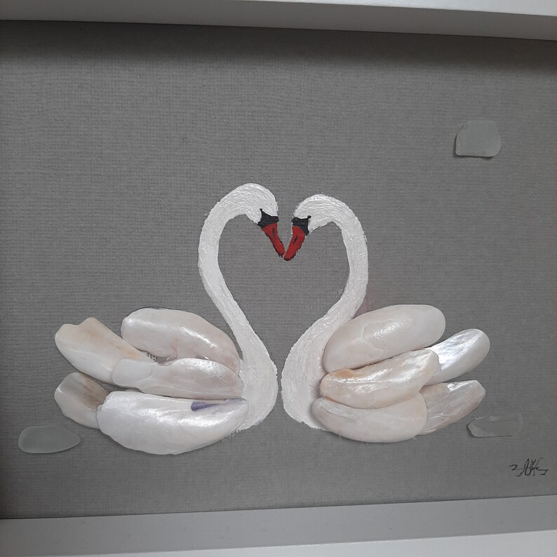 Sea Shell Art Swan, Couple Gift, Love, Swans, Family Gift, Best Friend ...