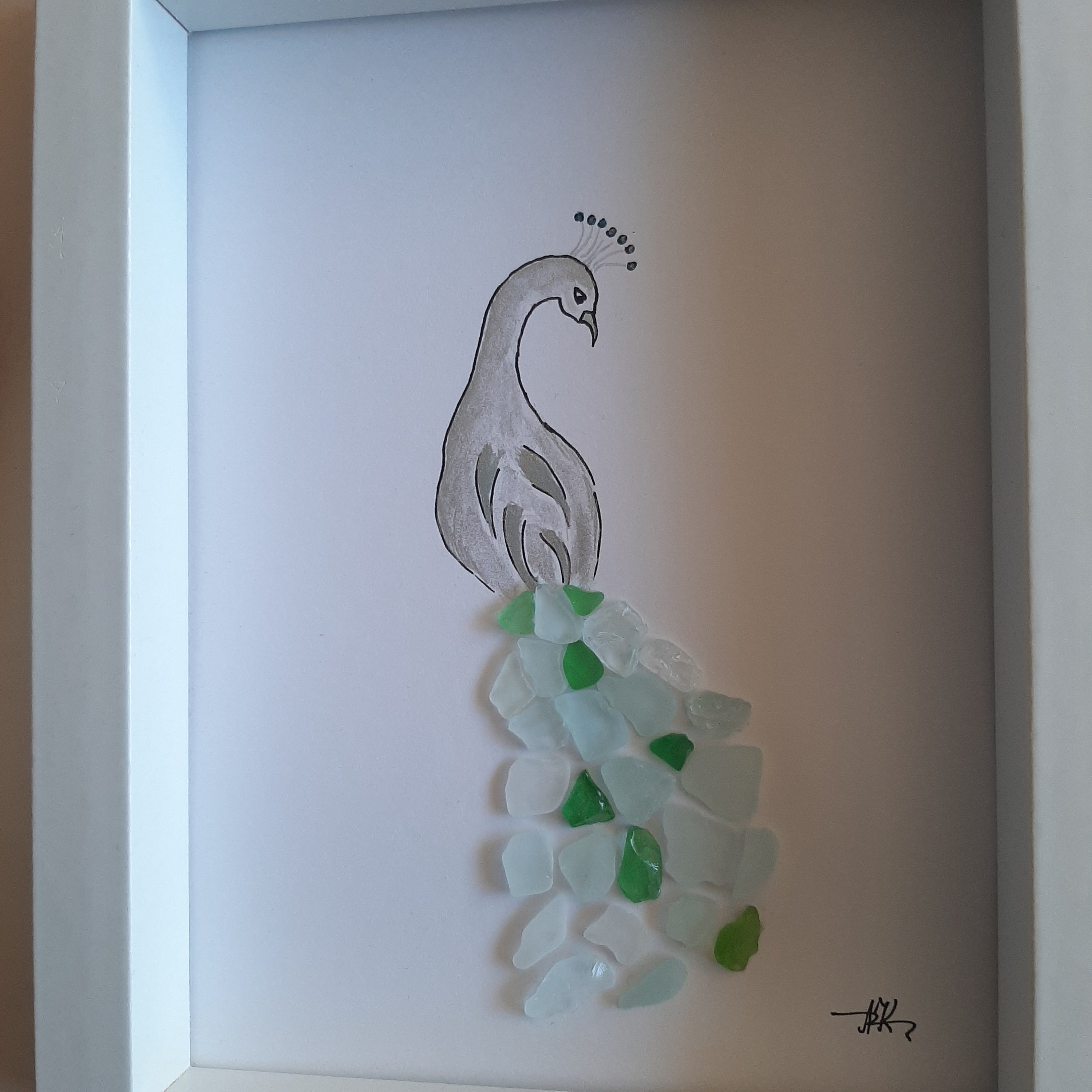 Sea Glass Art Peacock, Sea Shell Art, Couple Gift, Family Gift, Best ...