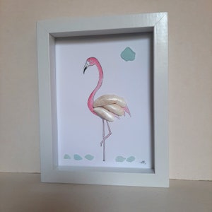 Sea Glass Art Pink Flamingo, Sea Shell Art, Couple Gift, Family Gift ...