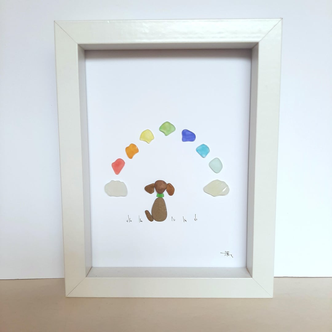 Sea Glass Dog, Rainbow Bridge, to Remember, Pebble Art, Sea Glass Art ...