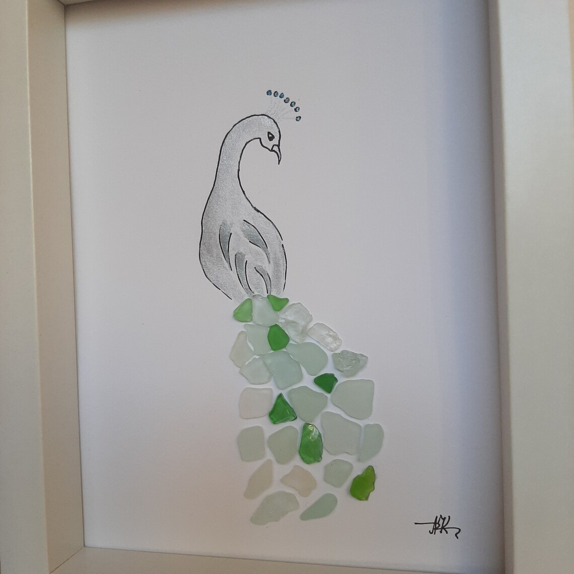 Sea Glass Art Peacock, Sea Shell Art, Couple Gift, Family Gift, Best ...