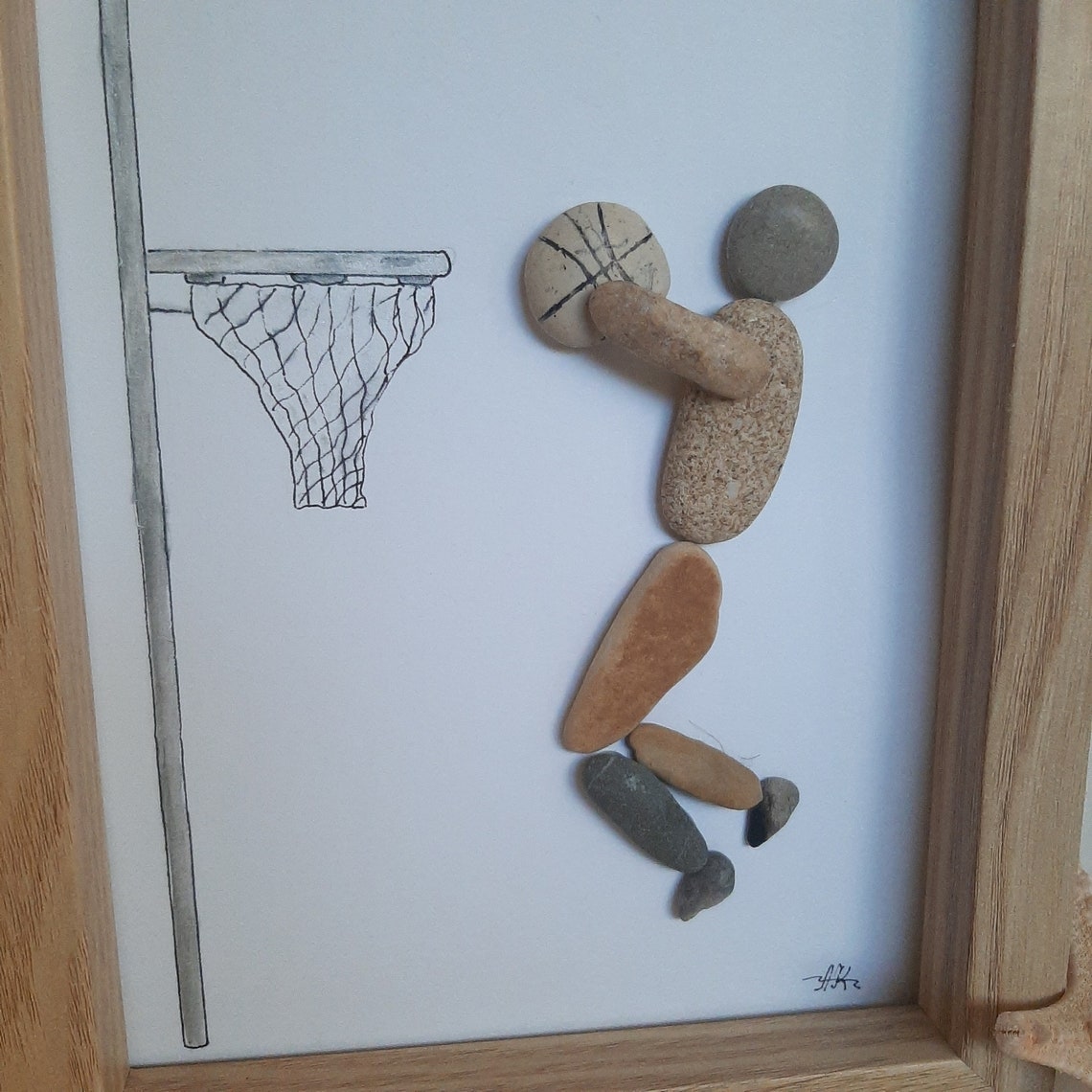 Pebble Art Basketball Player, Sea Glass Art, Gorgeous Gift for Best ...
