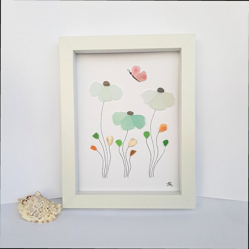 Sea Glass Art Sea Glass Flower Sea Shell Flowers Gorgeous - Etsy