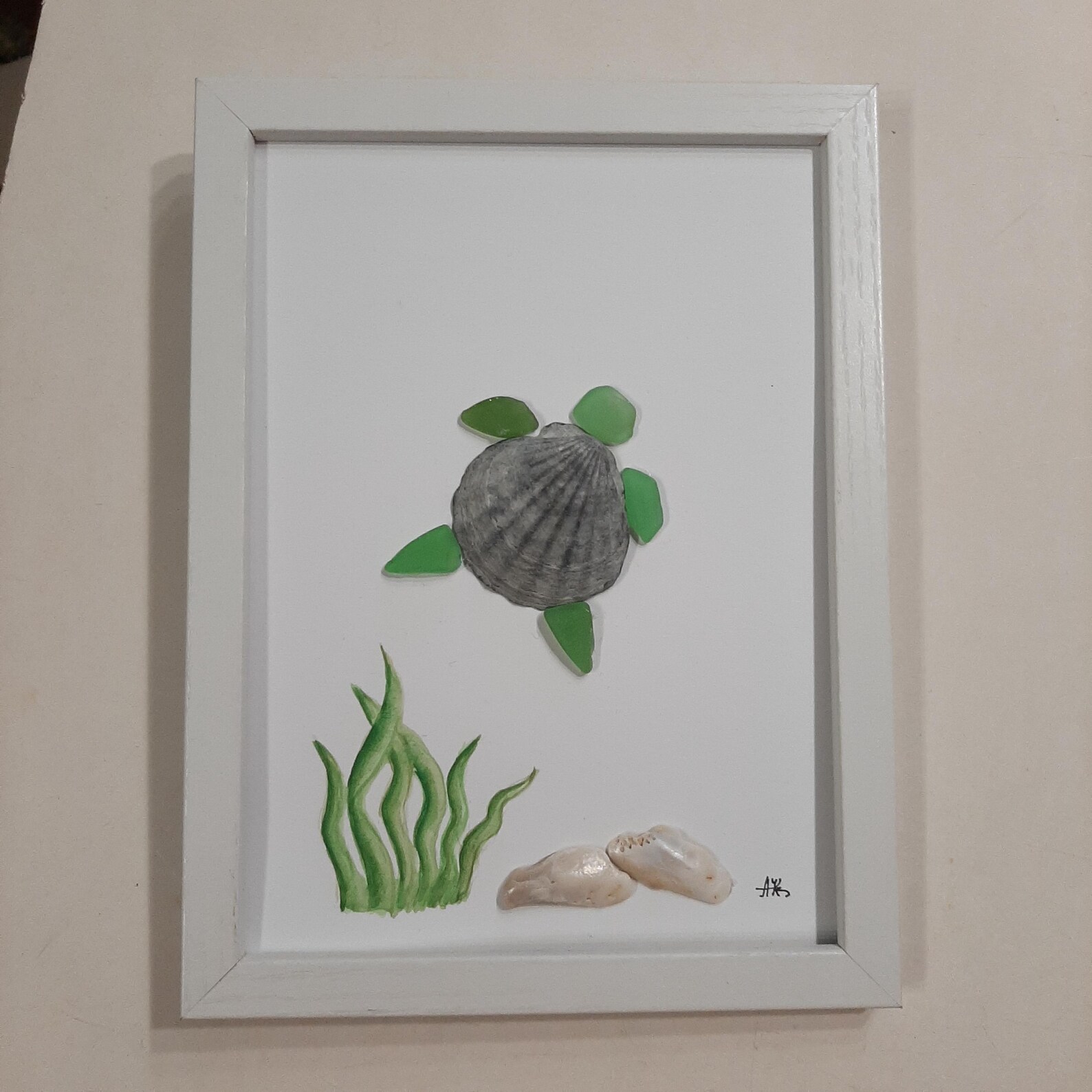 Sea Glass Art, Sea Shell Turtle, Turtles, Pebble Art , Couple Gift ...