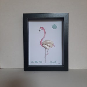 Sea Glass Art Pink Flamingo, Sea Shell Art, Couple Gift, Family Gift ...