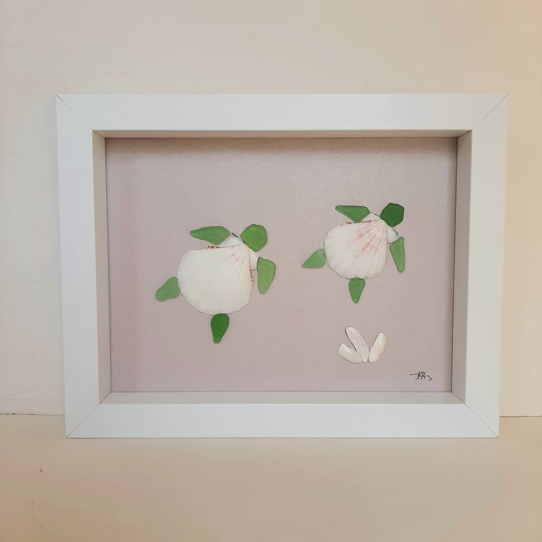 Sea Glass Art, Sea Shell Turtle, Turtles, Pebble Art , Couple Gift ...