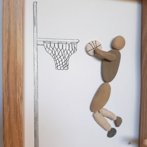 Pebble Art Basketball Player, Sea Glass Art, Gorgeous Gift for Best ...