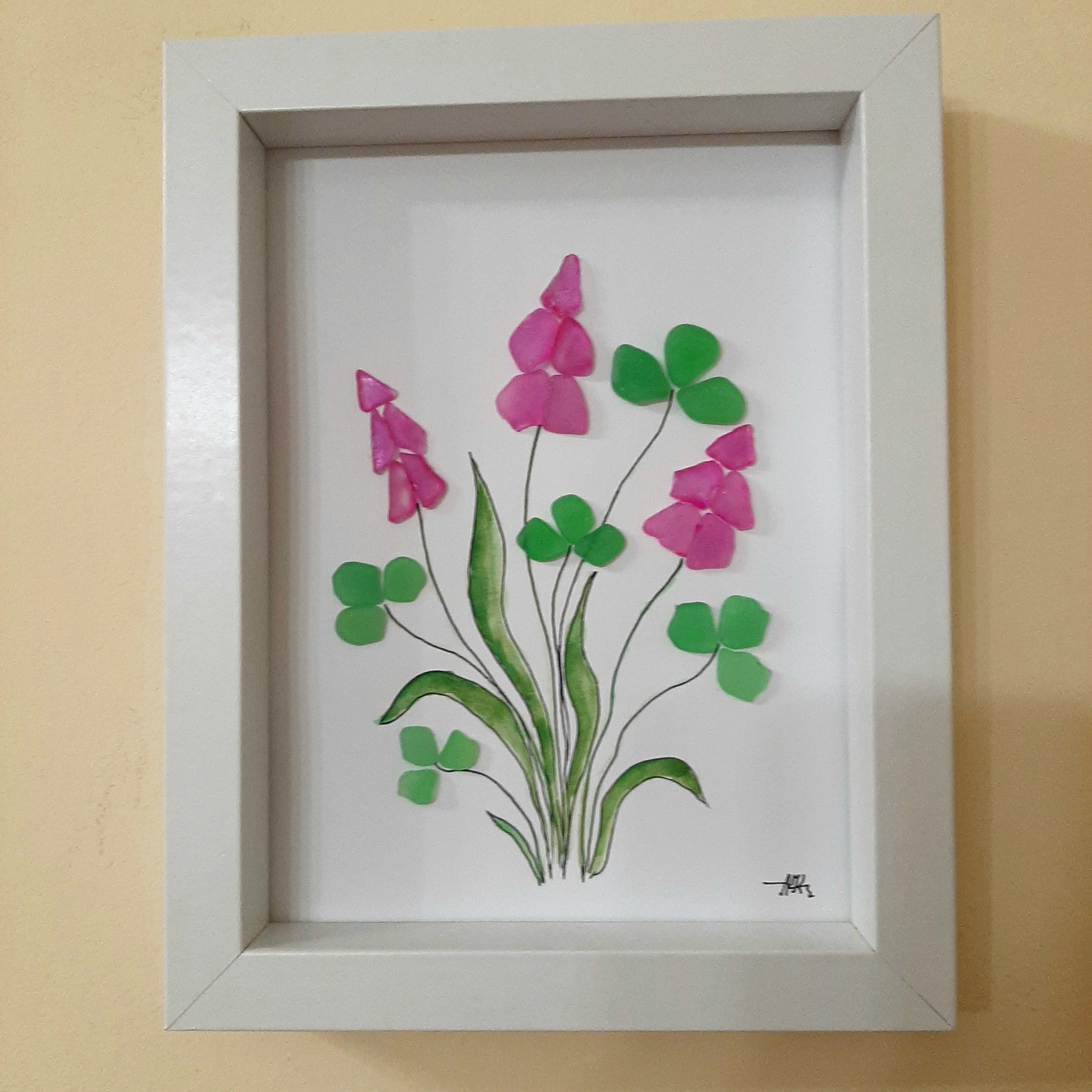 Sea Glass Art, Sea Glass Flower, Sea Glass Lavender, Butterfly, Bee ...