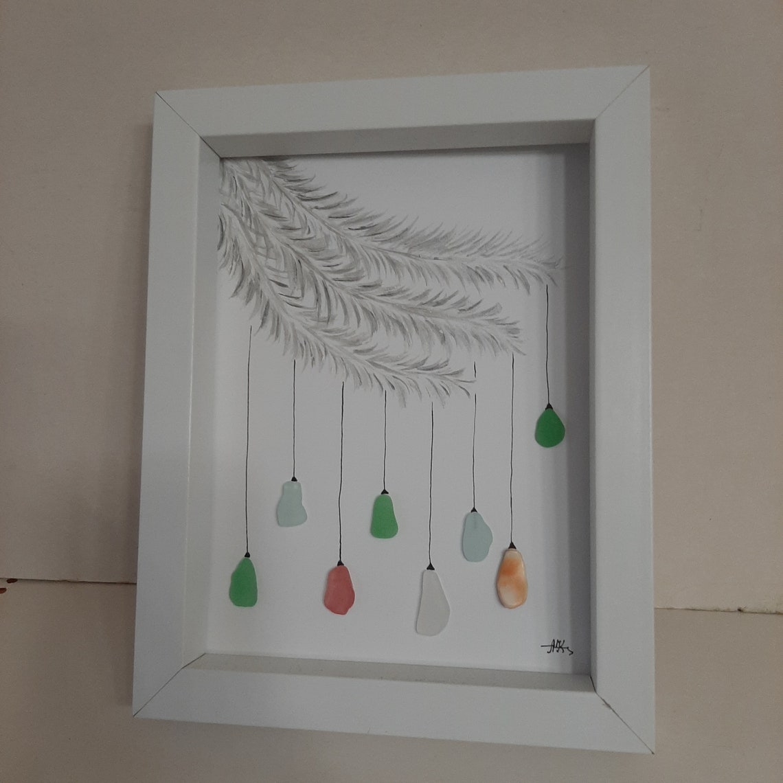 Sea Glass Art, Christmas Tree Decoration, Sea Glass Wreath, Pebble Art ...