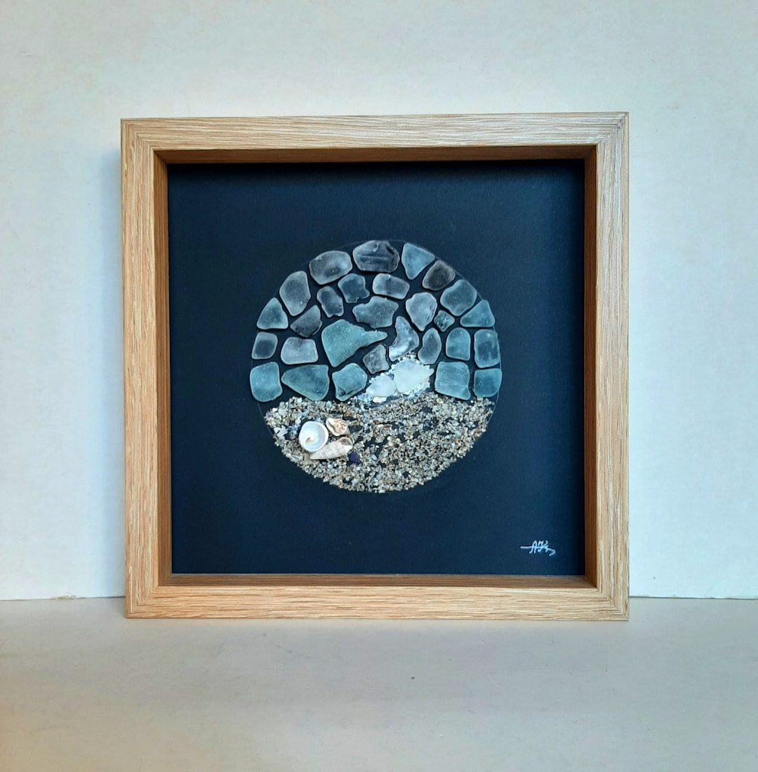 Sea Glass Art, Sea Glass Mosaic, Sea Shell Art, Sand, Beach, Couple ...