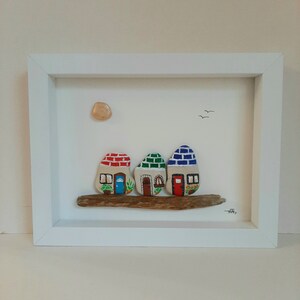 Pebble Art Beach Houses, Colorful House, Painted Stones, Gorgeous Gift ...