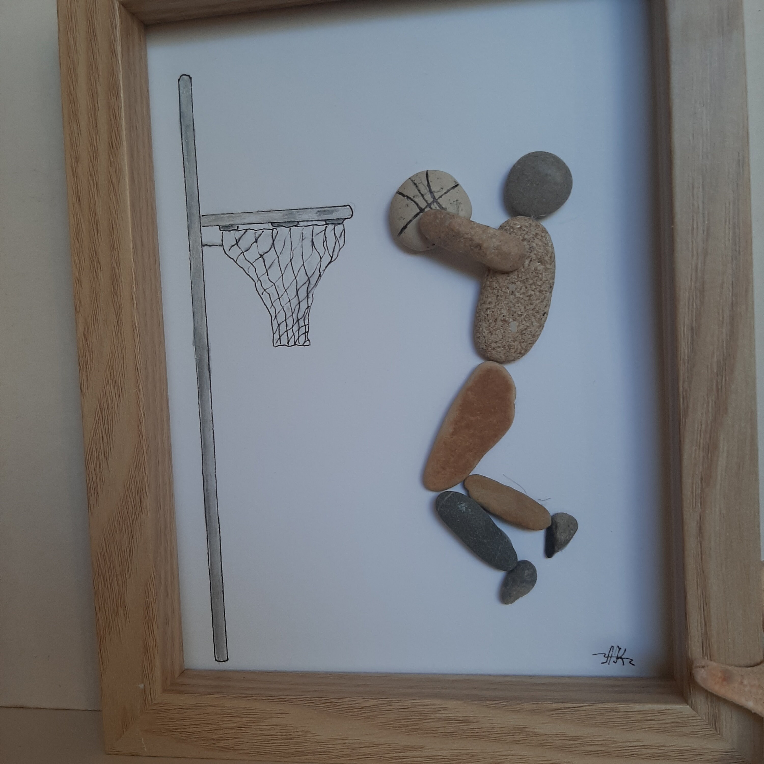 Pebble Art Basketball Player, Sea Glass Art, Gorgeous Gift for Best ...