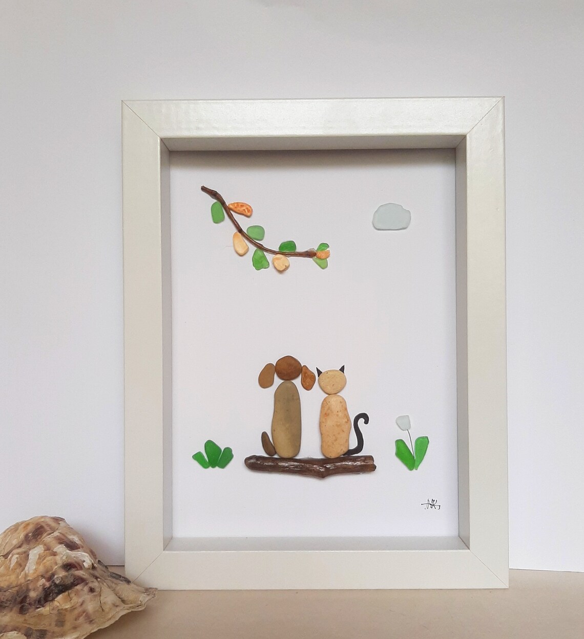 Cat and Dog, Pebble Cat, Best Friends, Cat, Dog, Anniversary Gift, Rock ...