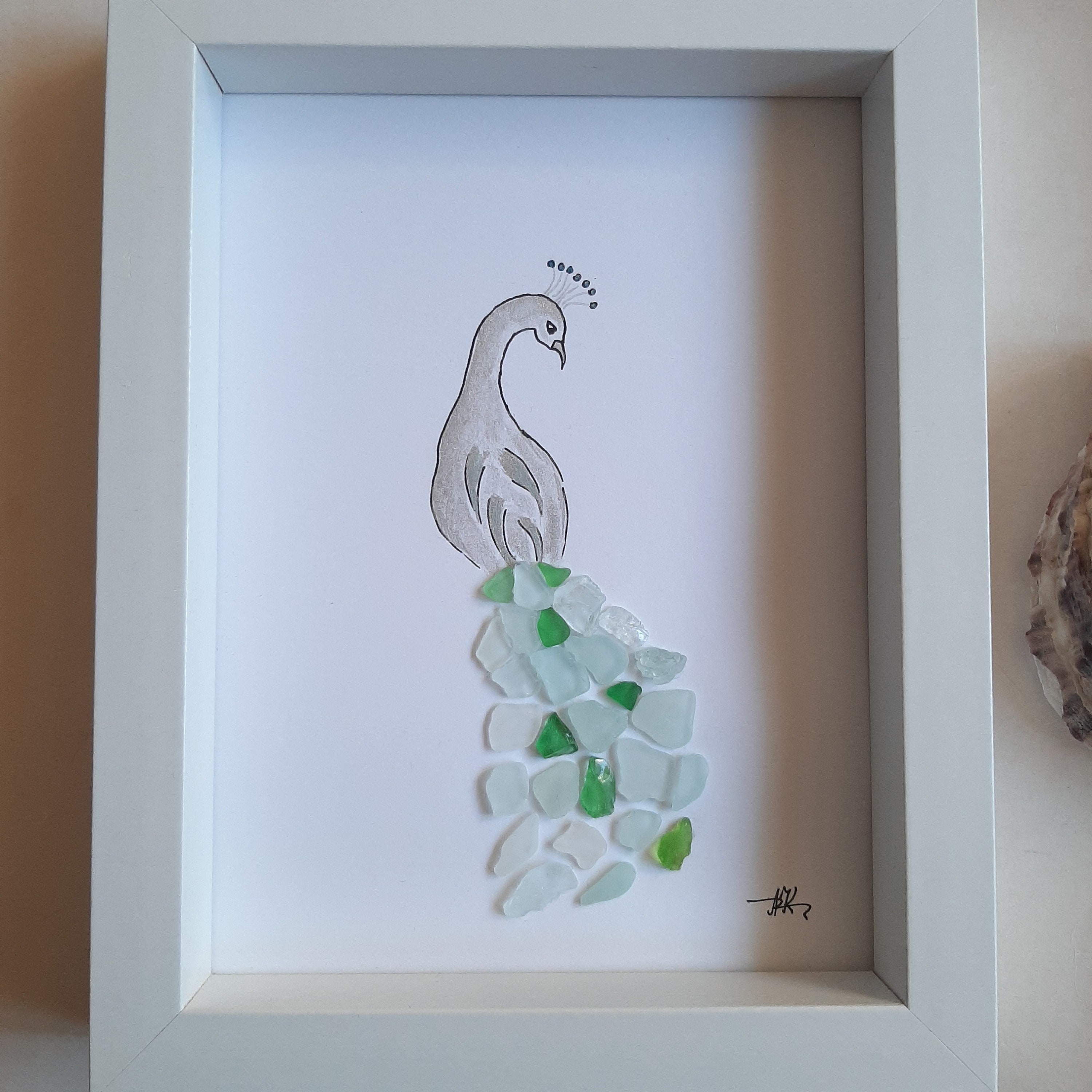 Sea Glass Art Peacock, Sea Shell Art, Couple Gift, Family Gift, Best ...
