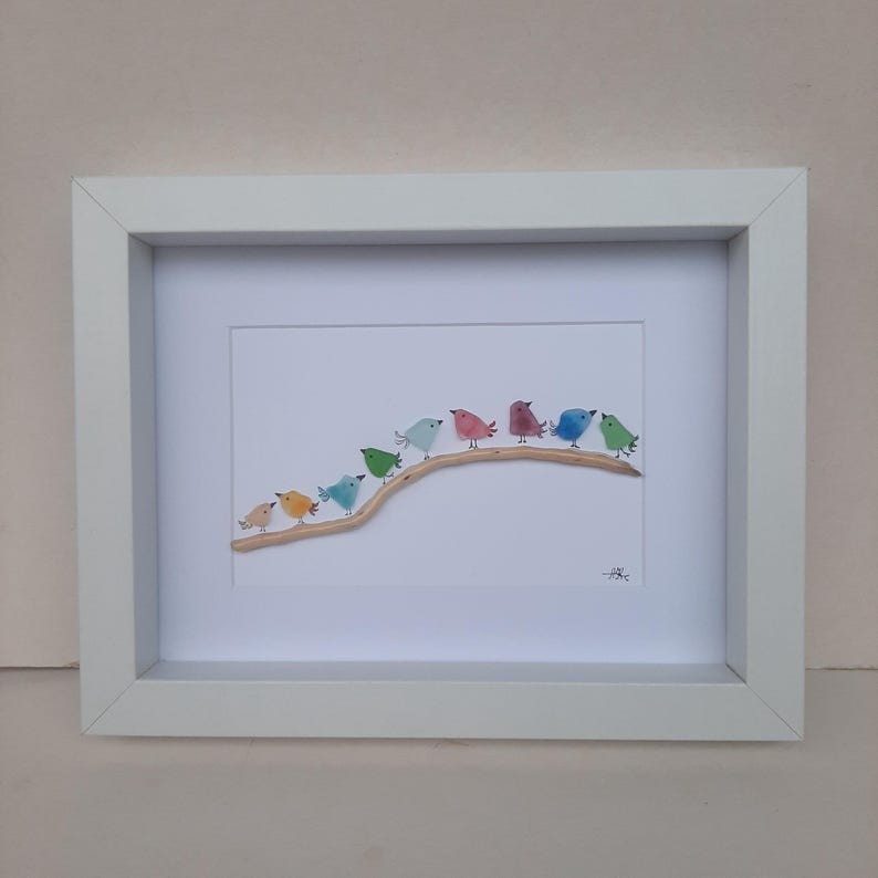 Sea Glass Birds, 10 Birds, Rainbow Birds on a Branch, Parents Gift ...