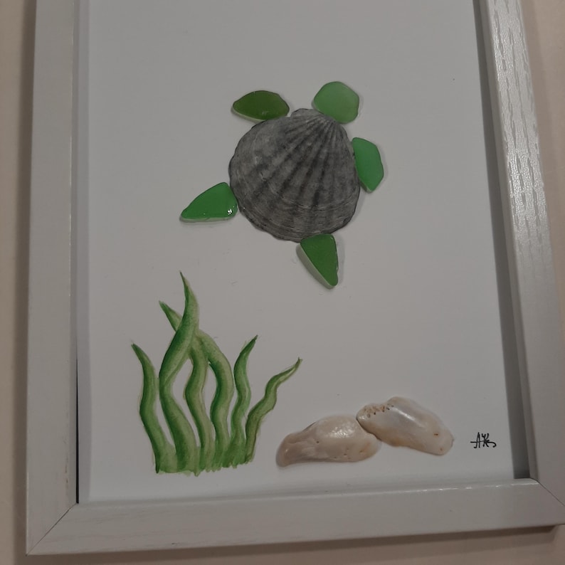 Sea Glass Art, Sea Shell Turtle, Turtles, Pebble Art , Couple Gift ...