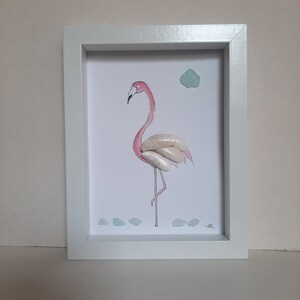 Sea Glass Art Pink Flamingo, Sea Shell Art, Couple Gift, Family Gift ...