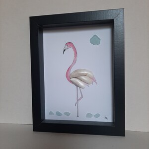 Sea Glass Art Pink Flamingo, Sea Shell Art, Couple Gift, Family Gift ...