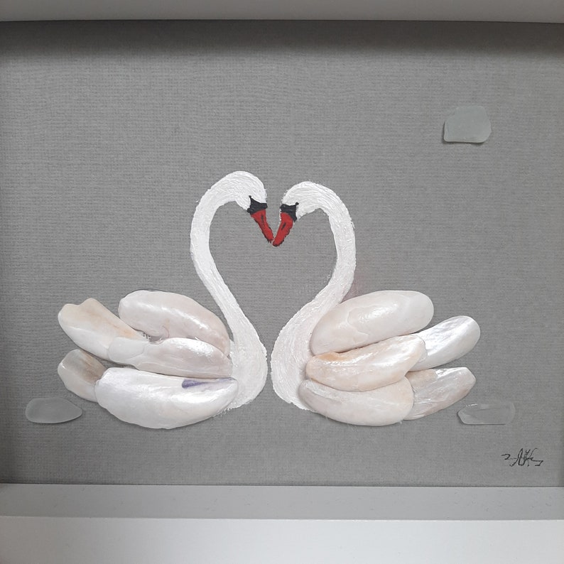 Sea Shell Art Swan, Couple Gift, Love, Swans, Family Gift, Best Friend ...