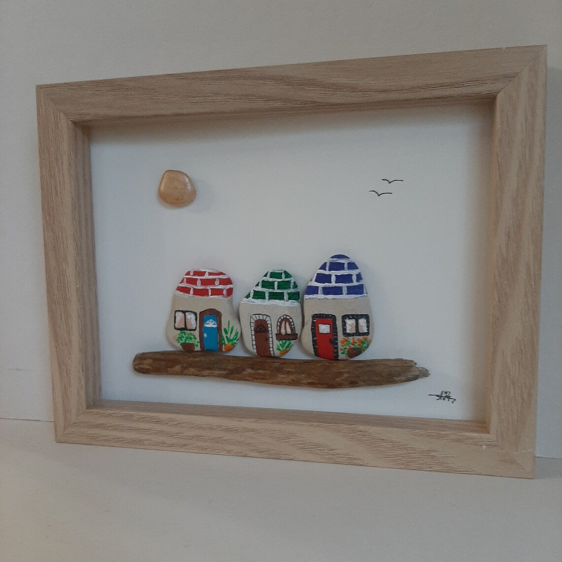 Pebble Art Beach Houses, Colorful House, Painted Stones, Gorgeous Gift ...