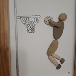 Pebble Art Basketball Player, Sea Glass Art, Gorgeous Gift for Best ...