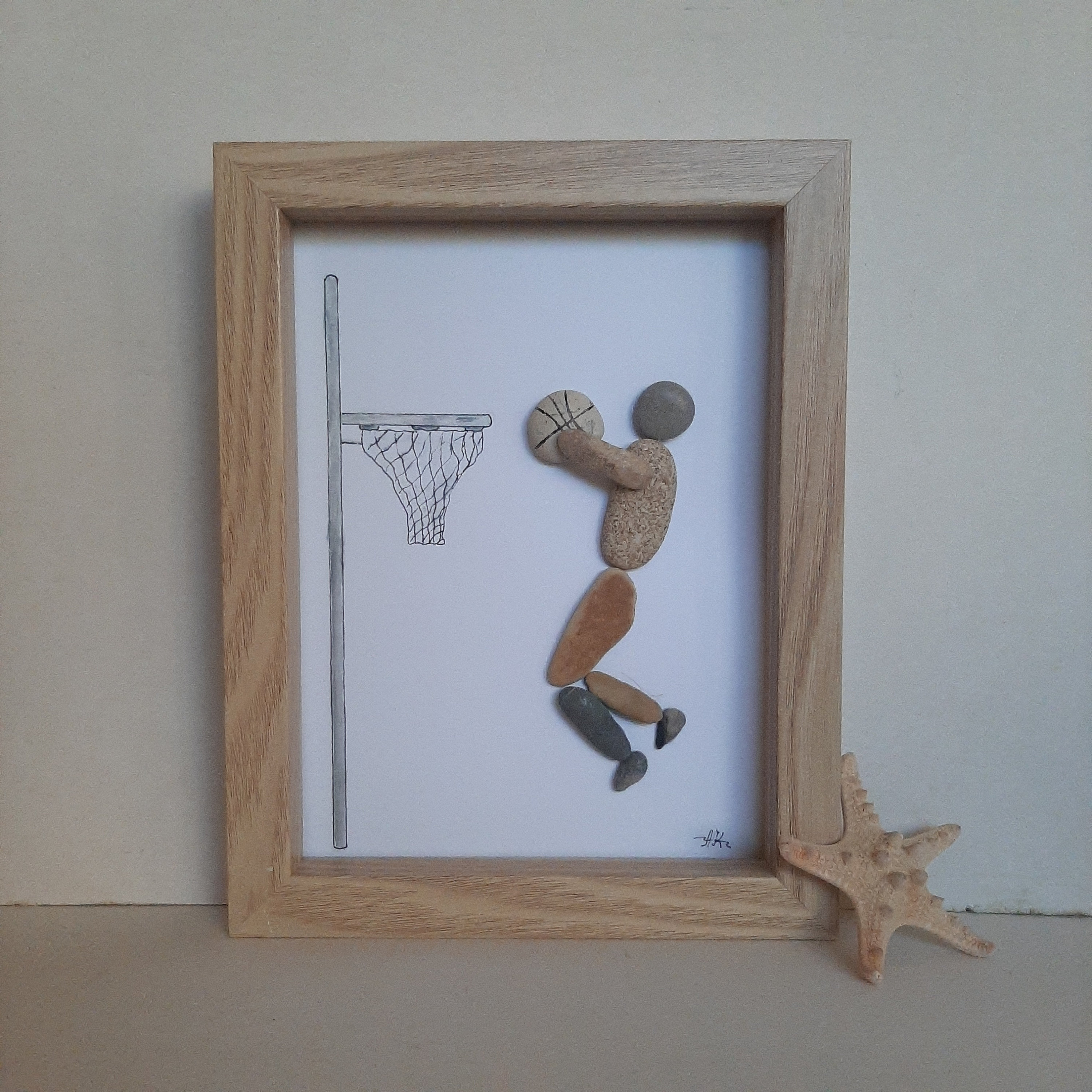 Pebble Art Basketball Player, Sea Glass Art, Gorgeous Gift for Best ...