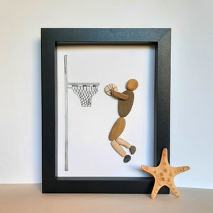 Pebble Art Basketball Player, Sea Glass Art, Gorgeous Gift for Best ...